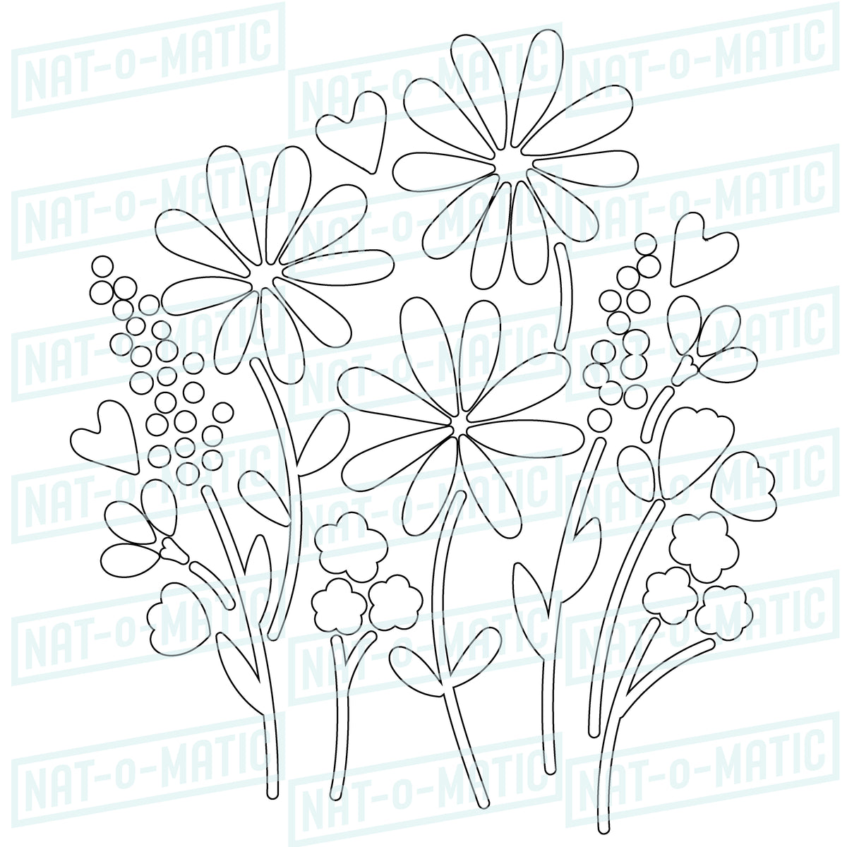 Flower Doodle Bouquet Icons SVG Instant Download – Nat-o-Matic