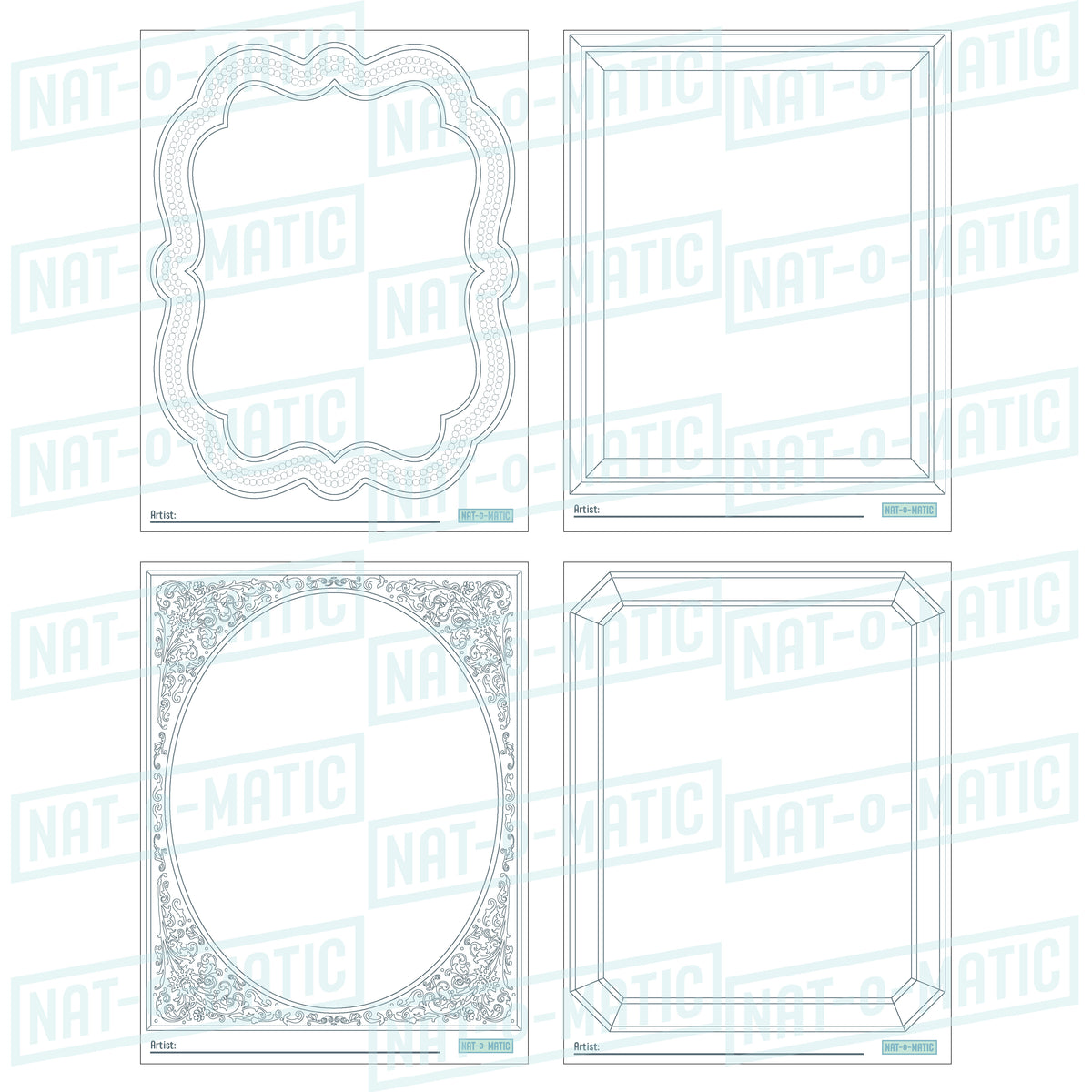 Art Frames Coloring Frames- Printable Instant Download – Nat-o-Matic